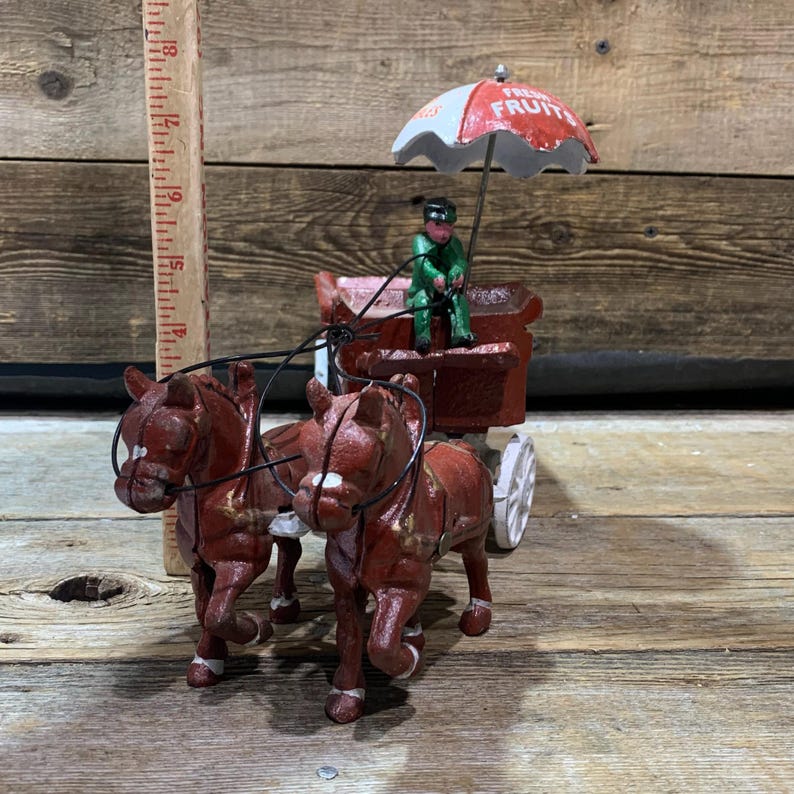 Vintage Cast Iron, Horse Drawn Wagon, Fresh Fruits & Vegetables, With ...
