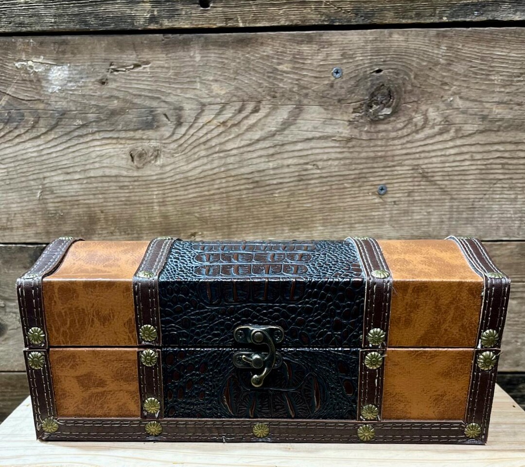 1900s French Royal, Brown Wood & Leather, Locking Box With Handles - Etsy