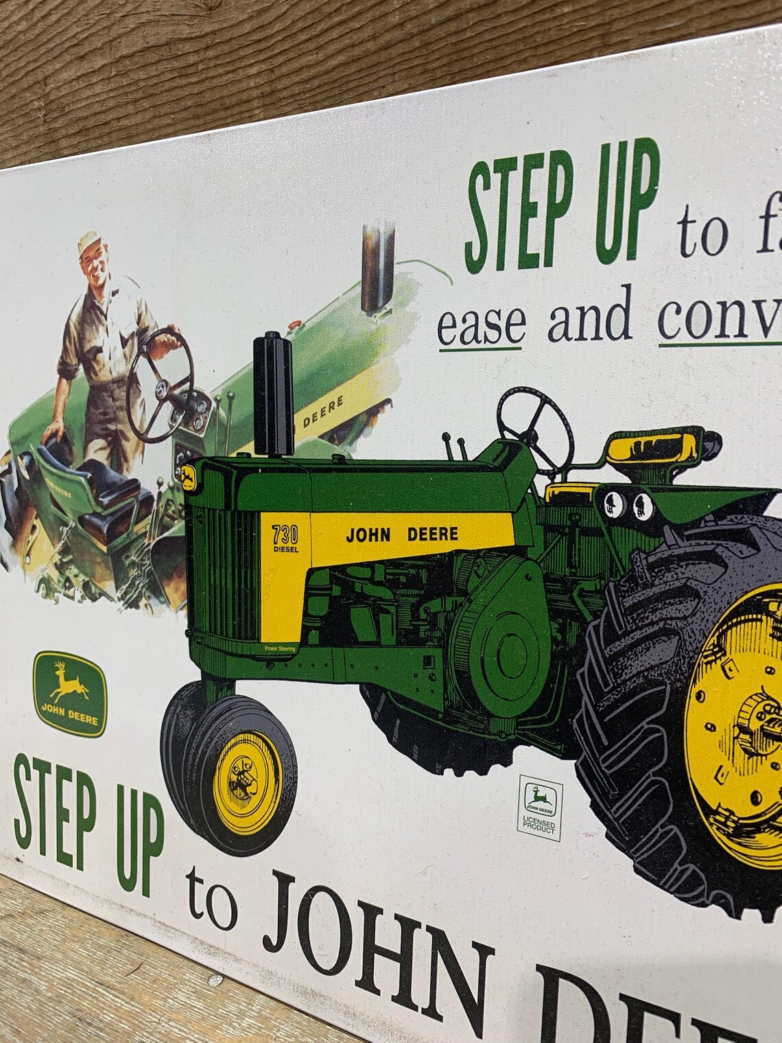 Desperate Enterprises, Step up to John Deere, Tin Metal Sign, 16" X 12 ...