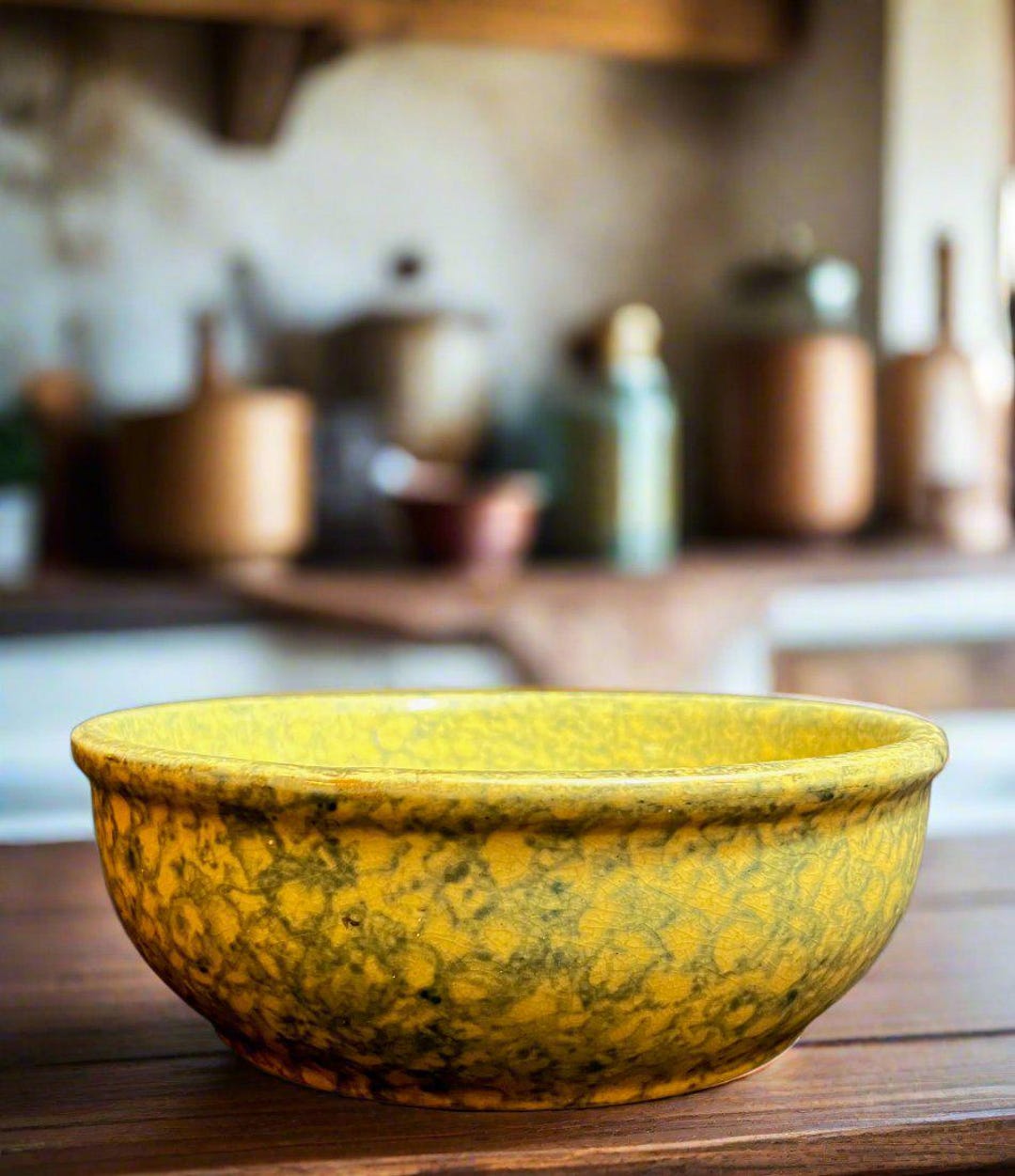 Stoneware Mixing Bowl, Blue Spongeware Design, 9" - Etsy