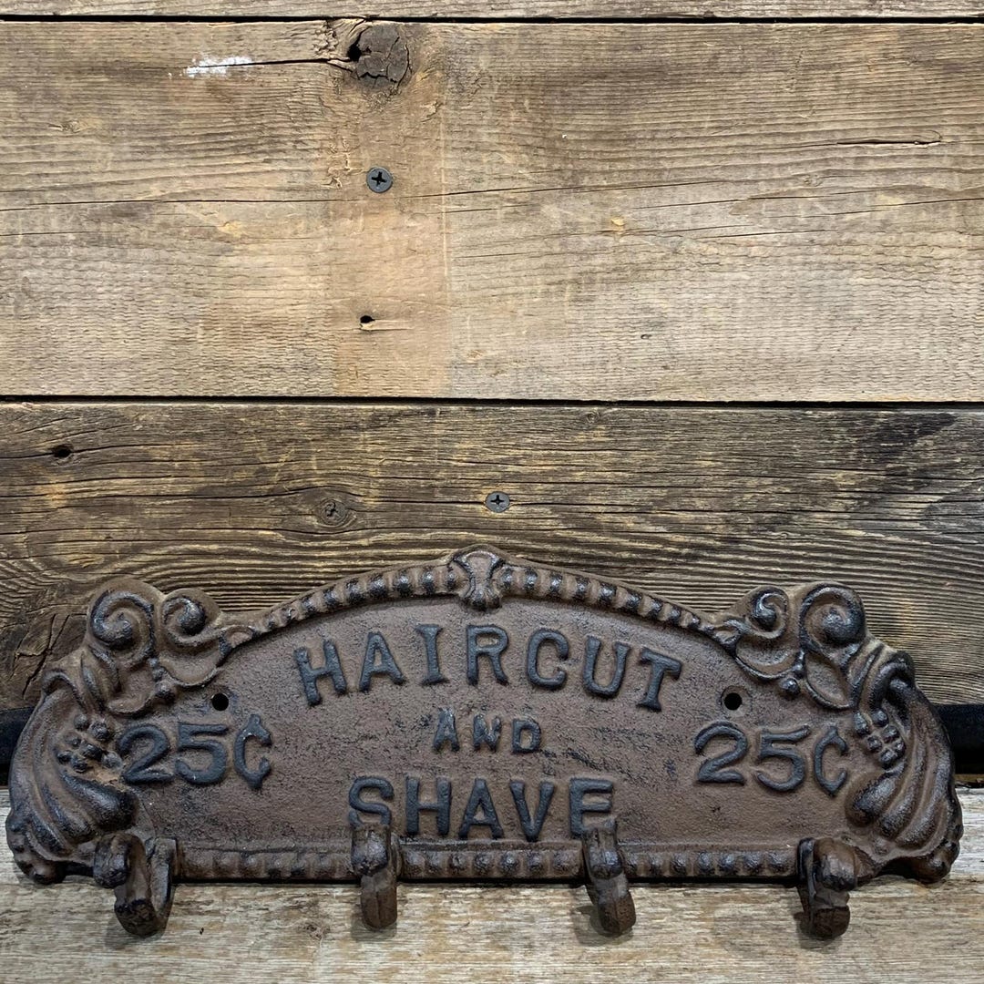 Cast Iron, haircut and Shave, Barber Sign, Coat Hanger - Etsy