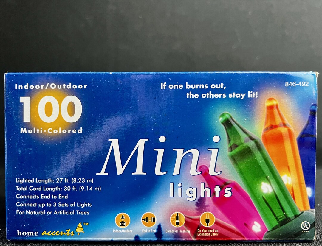 Home Accents, Indoor/outdoor, 100 Multi-colored Mini Lights, 27ft., NIB ...