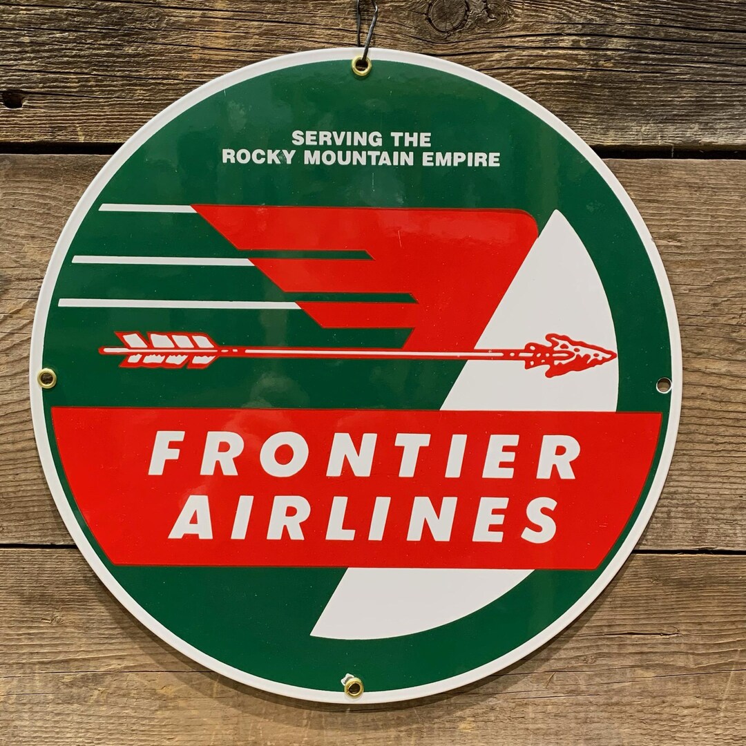 1970s-80s Ande Rooney, Frontier Airlines, Porcelain Enameled Sign - Etsy