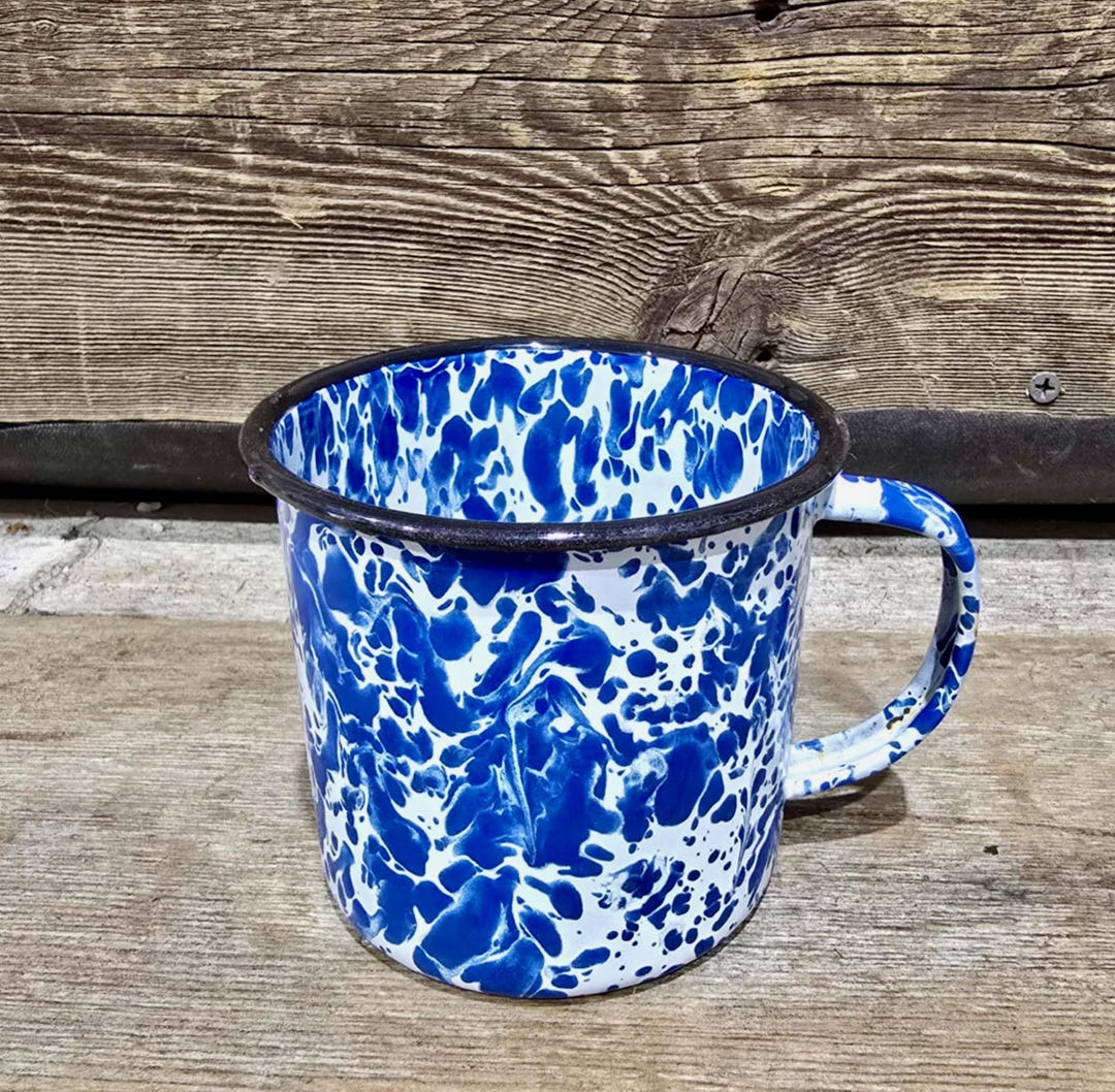 Vintage Enamelware, Blue Splatter Swirl, Coffee Mug, 3.5" Tall - Etsy