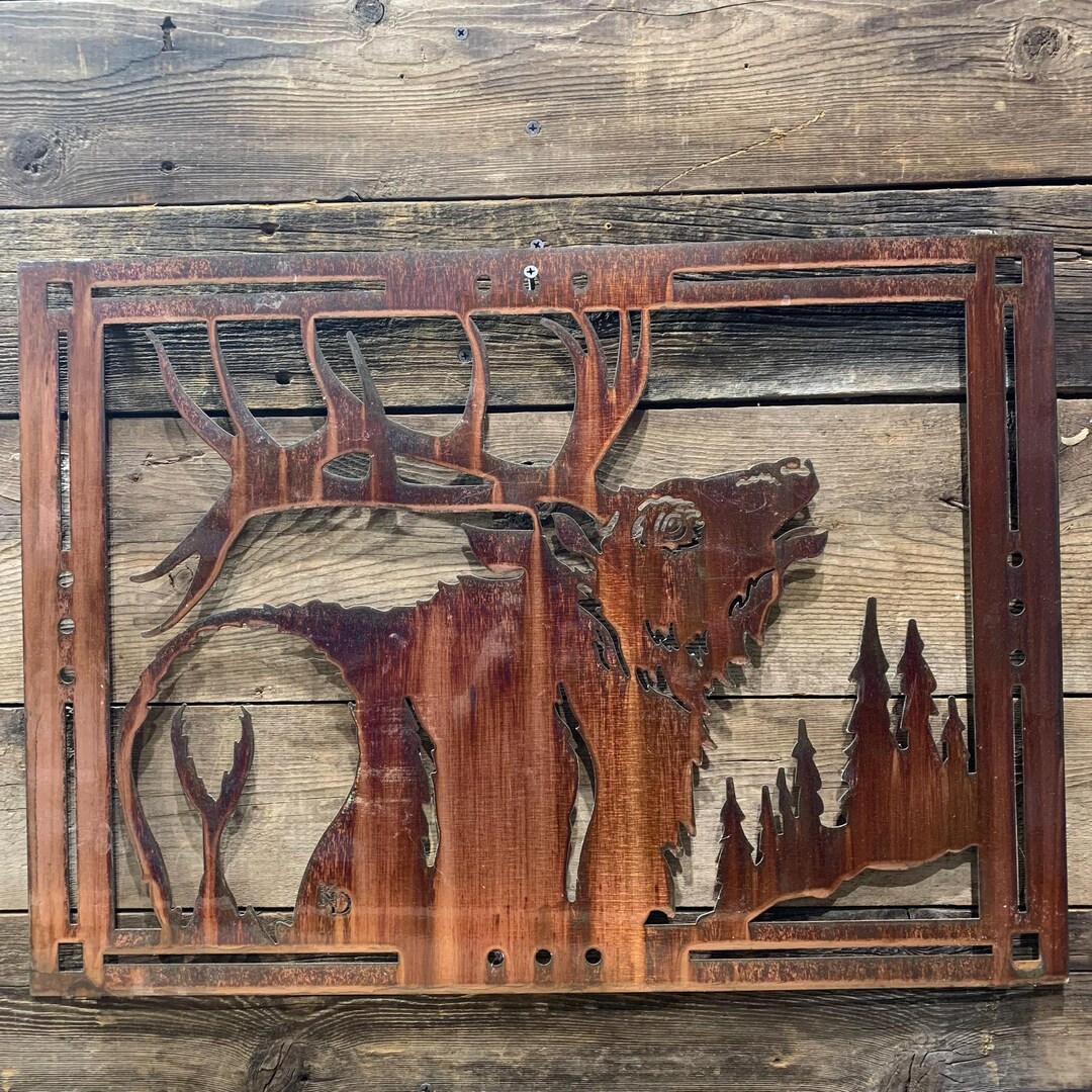 Rustic Metal Wall Art, Elk in Woods, Made by "kd" - Etsy