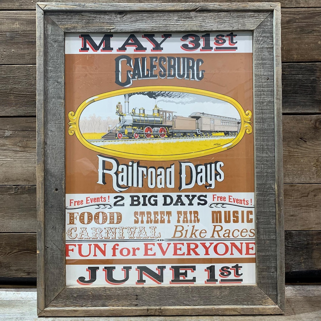 Galesburg Railroad Days, Carnival Advertising, Wood Framed Sign, Rustic ...