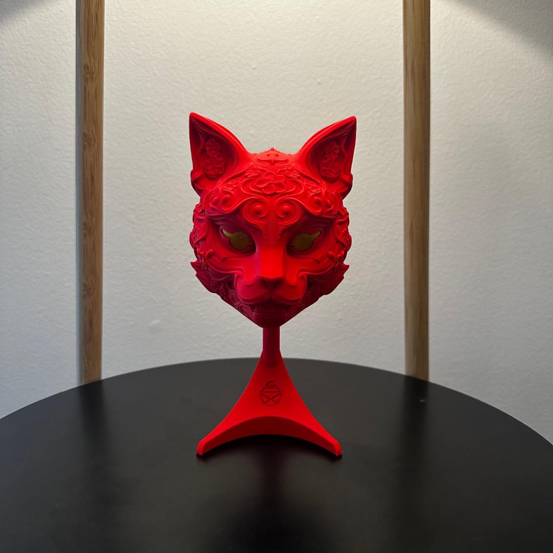 Kitsune Mask #00004 - Red With Gold Eyes | Collectible Japanese Fox ...