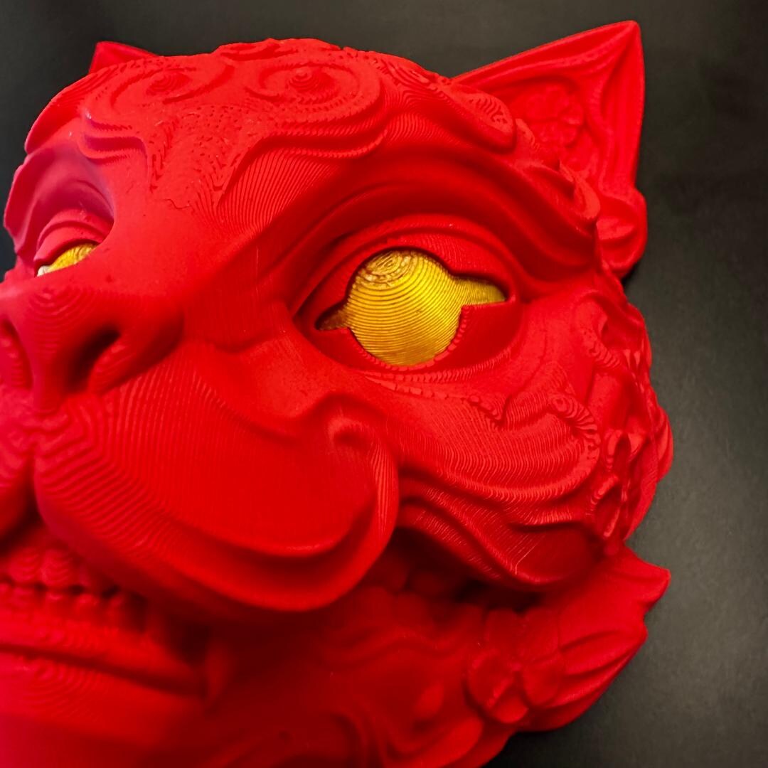 Kitsune Mask #00004 - Red With Gold Eyes | Collectible Japanese Fox ...
