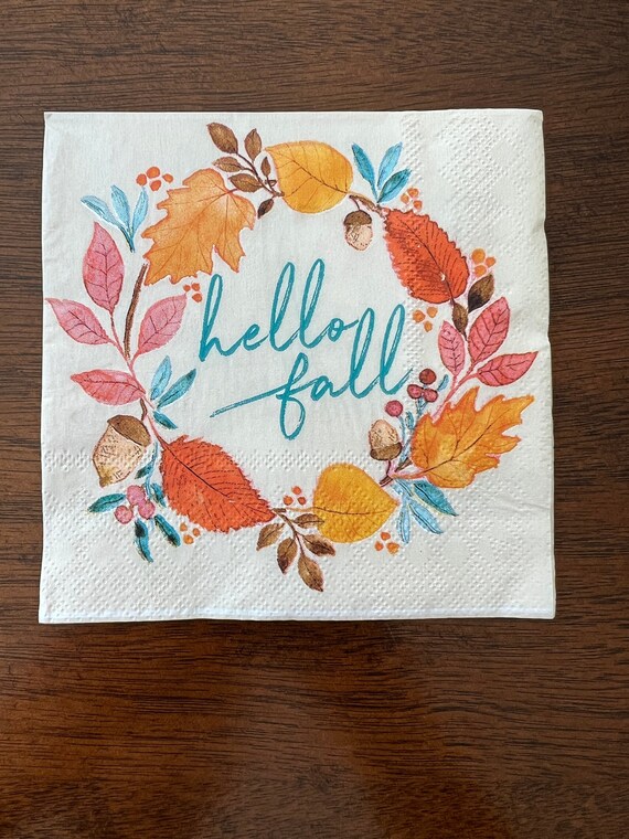 Hello Fall Napkin for Decoupage - Etsy