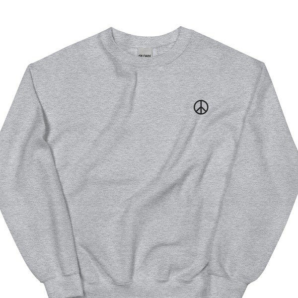 Embroidered Sweatshirt With Peace Sign - Etsy