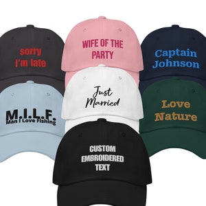 Personalized Embroidered Dad Hat, Custom Funny Text Dad Hat, Your Text ...