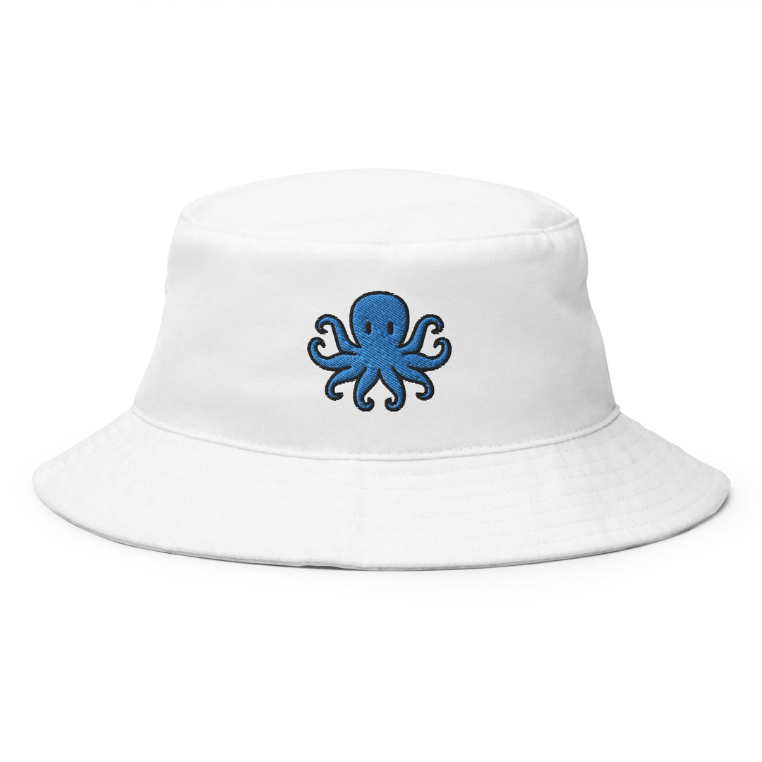 Embroidered Octopus Bucket Hat: Unisex Cotton Sun Hat - Etsy