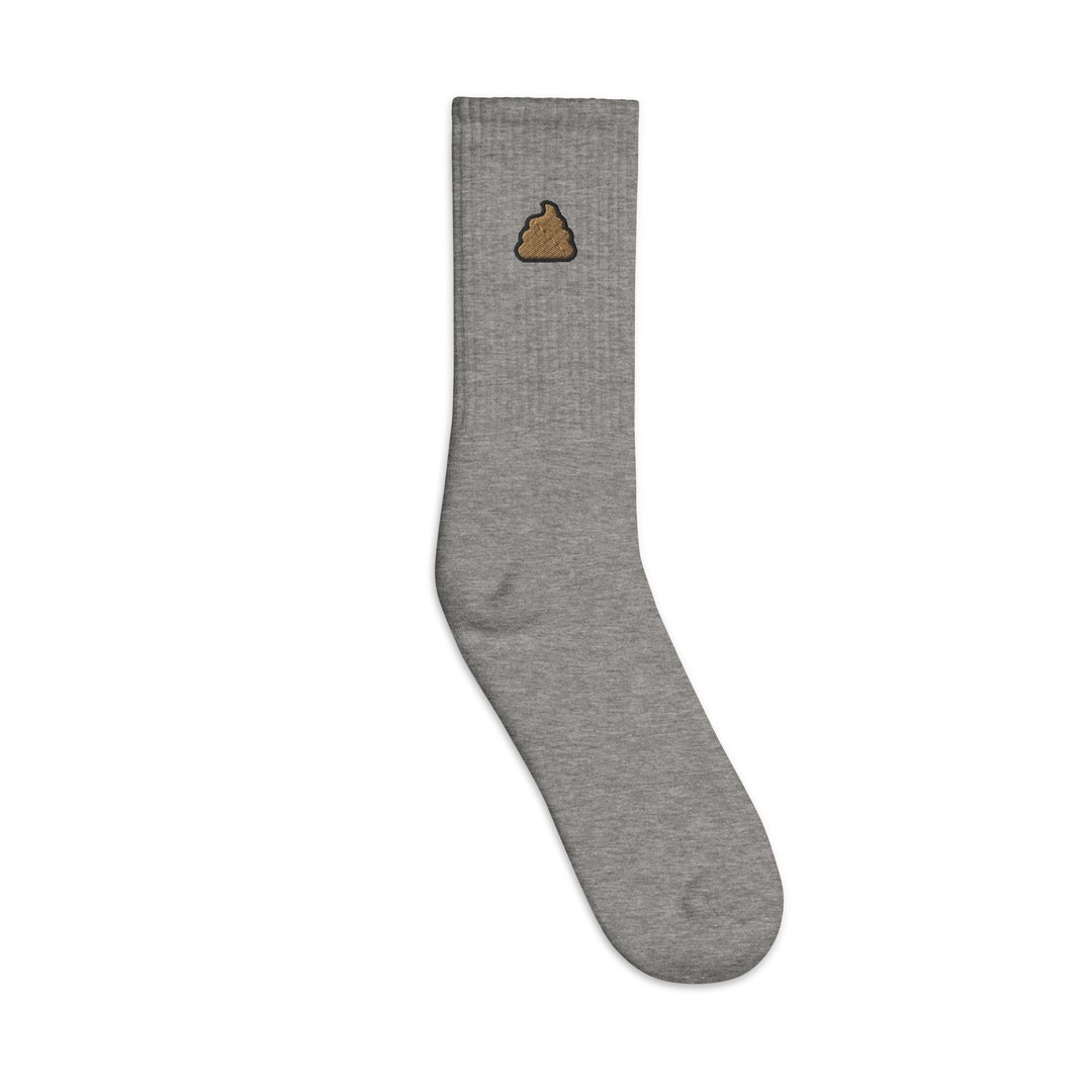 Poop Emoji Embroidered Socks, Premium Embroidered Socks, Long Socks ...