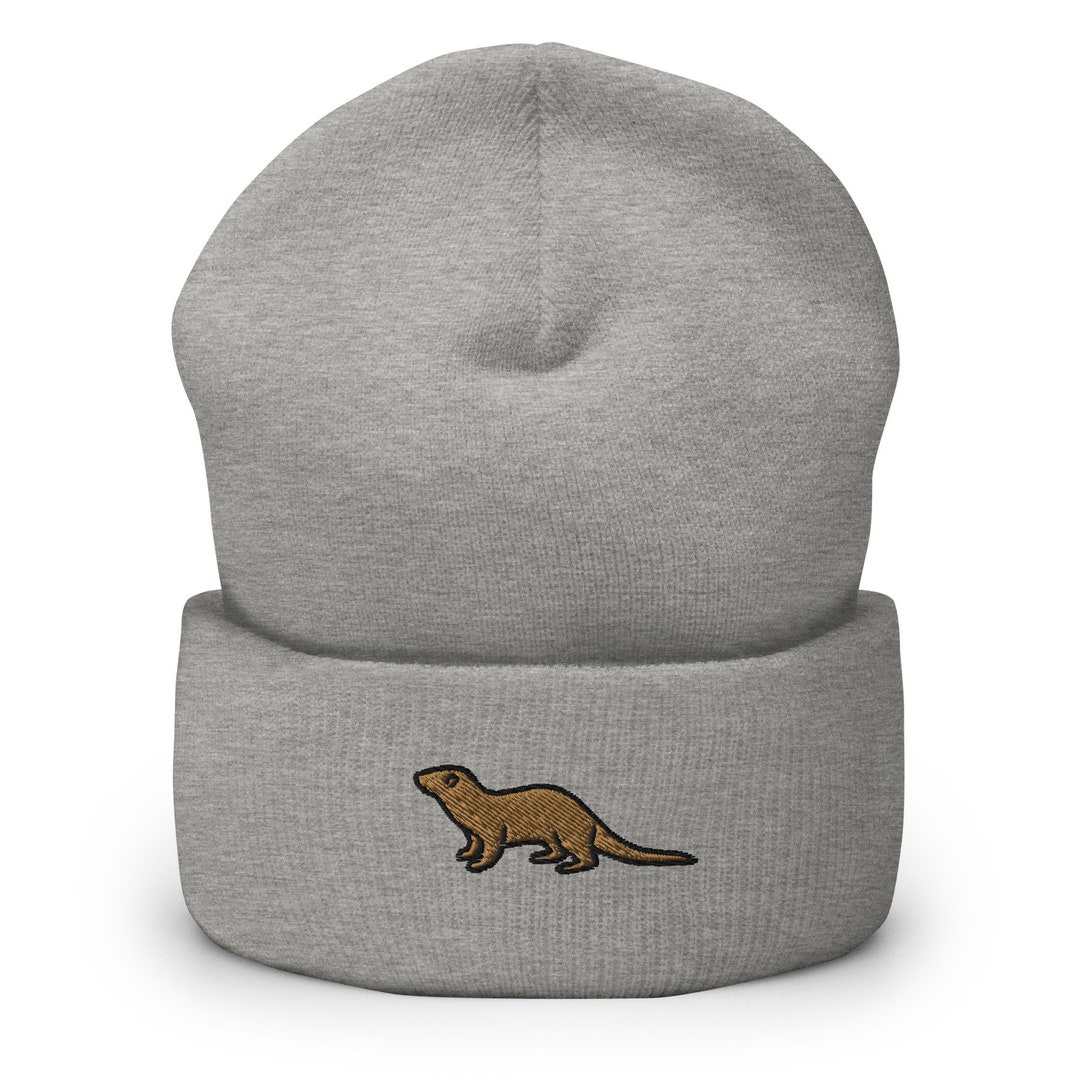 Weasel, Sea Otter Embroidered Beanie, Handmade Cuffed Knit Unisex ...