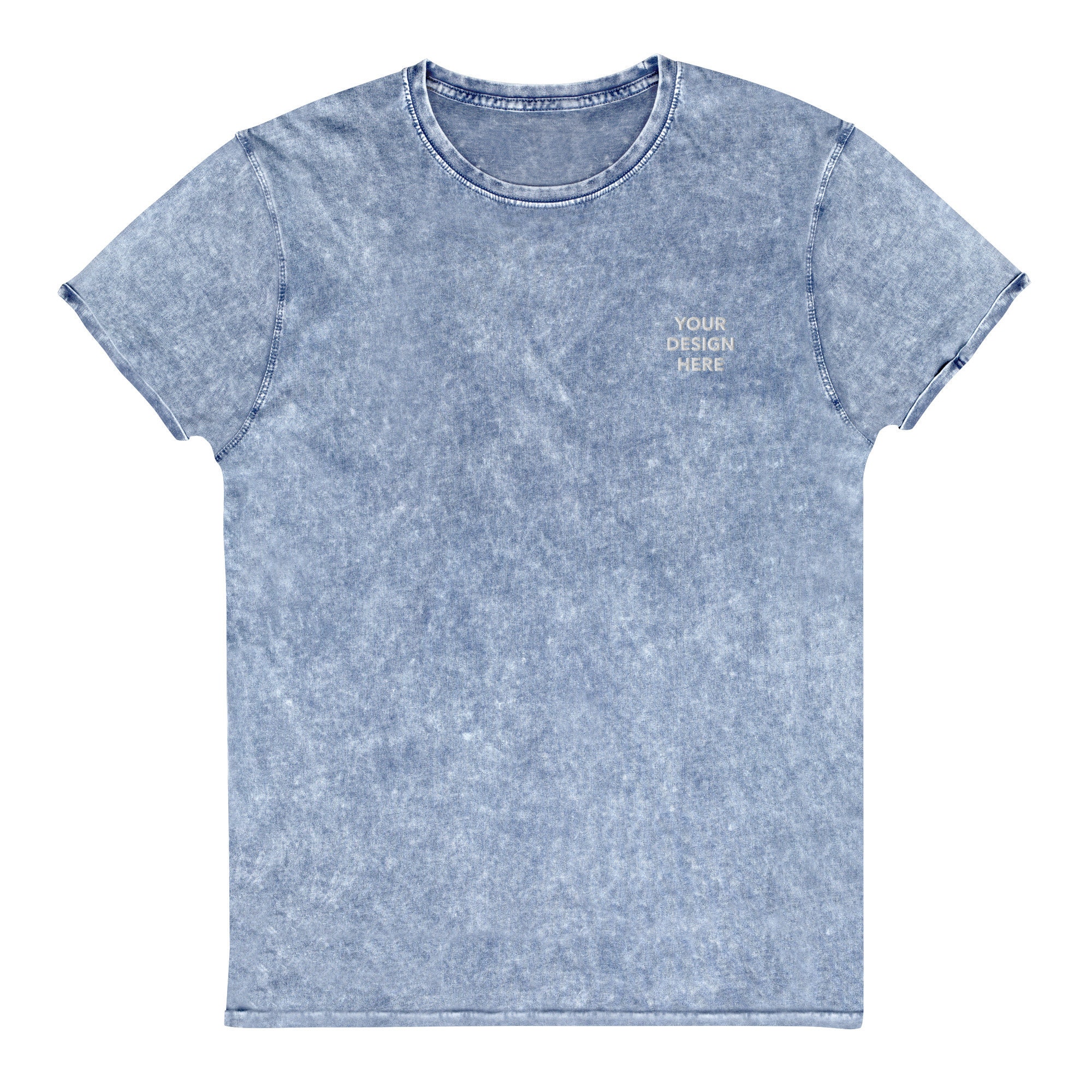 Personalized Embroidered Denim T-shirt: Custom Text & Logo - Etsy