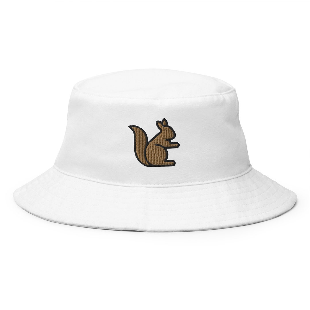 Squirrel Bucket Hat, Embroidered Bucket Hat, Handmade Unisex Adult ...