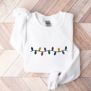 Christmas Lights Embroidered Sweatshirt – Cozy Holiday Crewneck ...