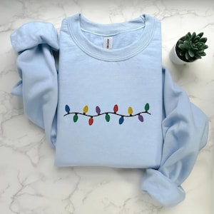 Christmas Lights Embroidered Sweatshirt – Cozy Holiday Crewneck ...