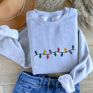 Christmas Lights Embroidered Sweatshirt – Cozy Holiday Crewneck ...