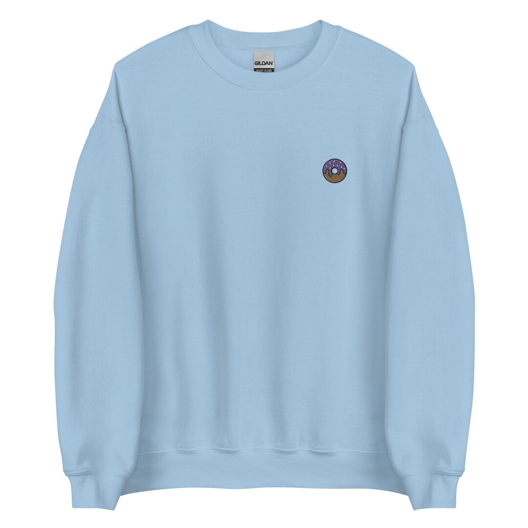 Donut Embroidered Sweatshirt Gift, Cute Unisex Crewneck Sweater, Long ...