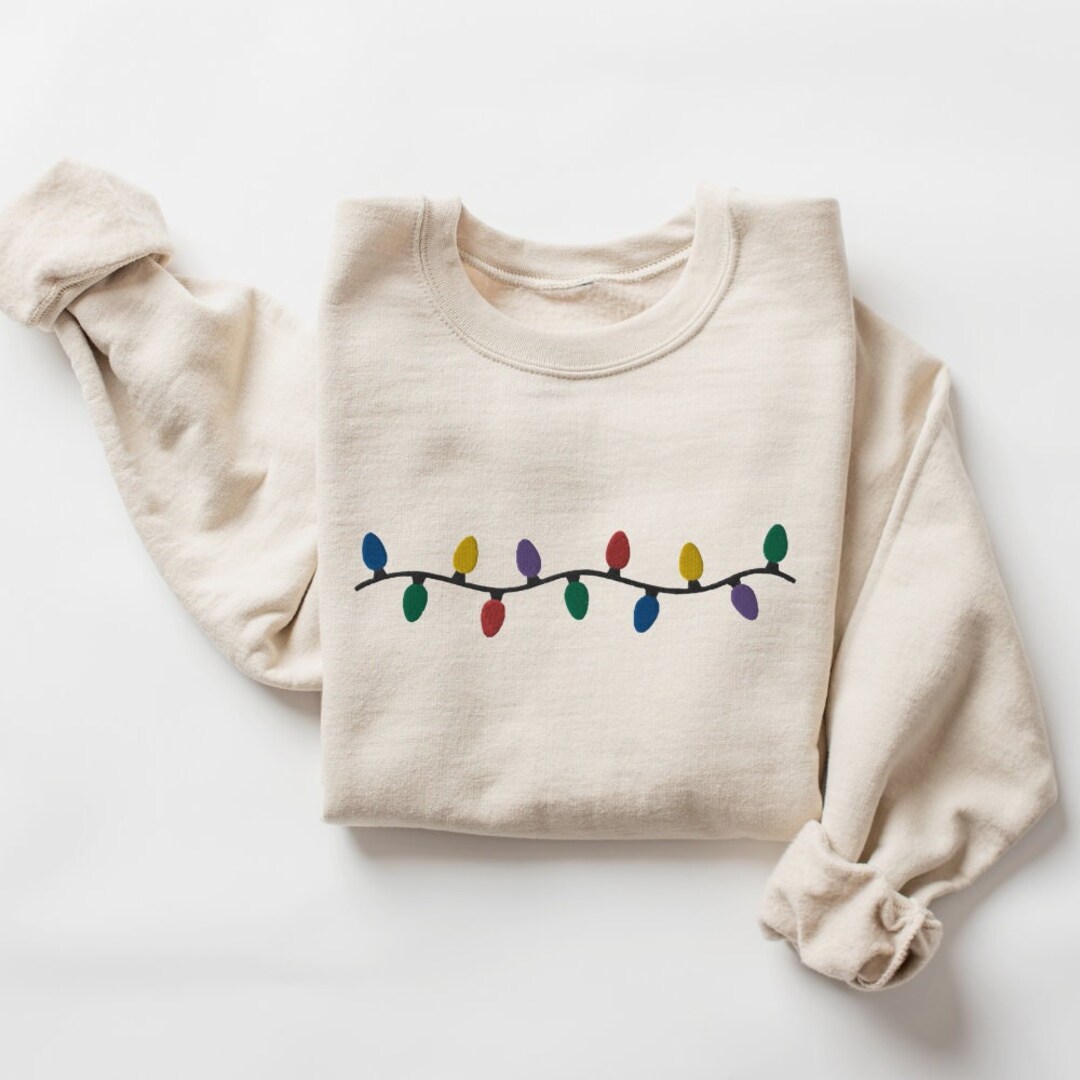 Christmas Lights Embroidered Sweatshirt – Cozy Holiday Crewneck ...