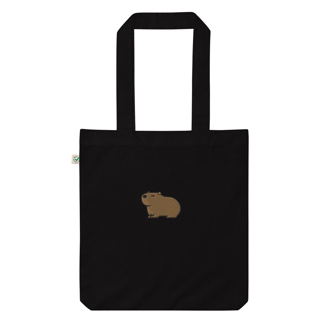 Capybara Organic Tote Bag, Handmade Embroidered Capybara Tote Bag ...