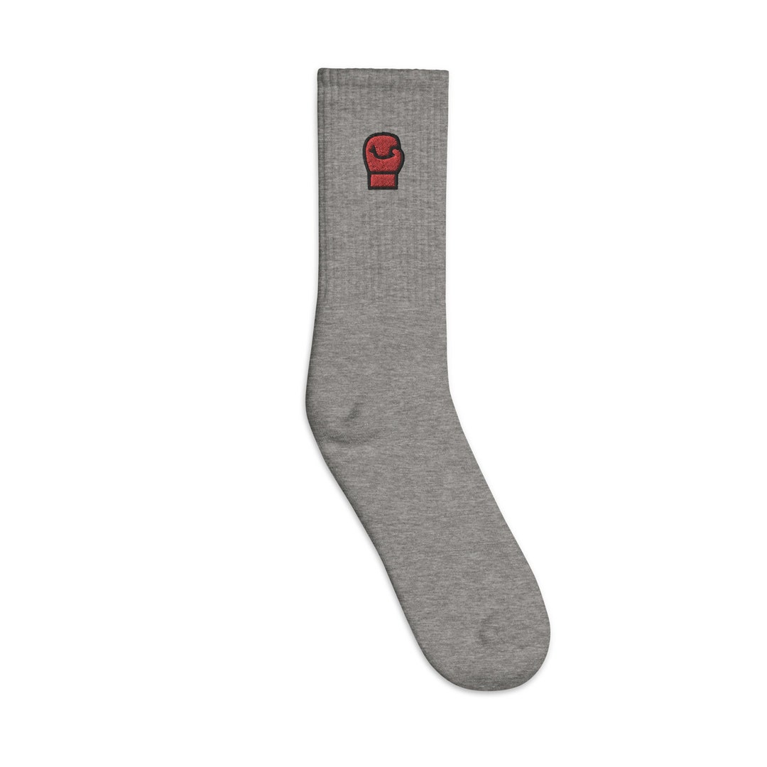 Boxing Glove Embroidered Socks, USA Made Cotton Blend - Etsy