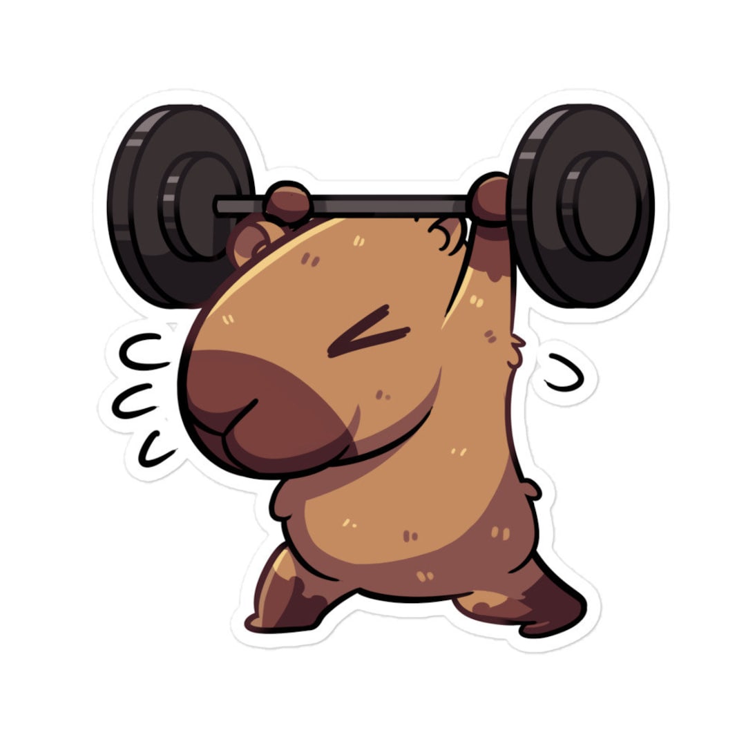 Gym Bro Capybara Decal, Waterproof Capybara Sticker, Deadlift Capybara ...