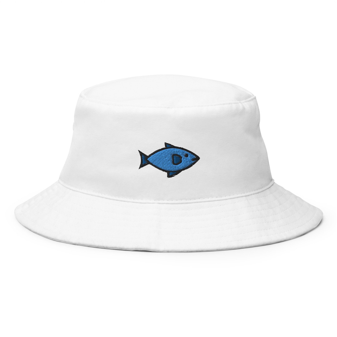 Embroidered Fish Bucket Hat: Handmade Cotton Sun Hat - Etsy
