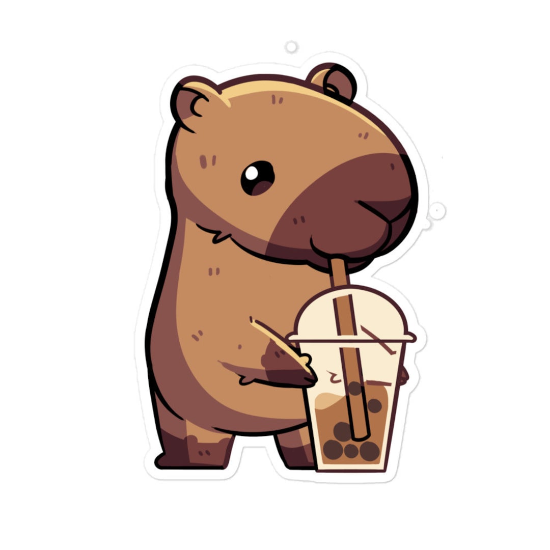 Milk Tea Capybara Decal, Waterproof Capybara Sticker, Boba Capybara ...