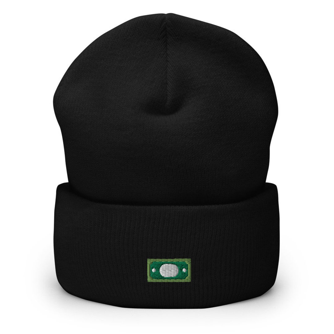 Embroidered Money Beanie: Knit Cuffed Unisex Winter Hat - Etsy