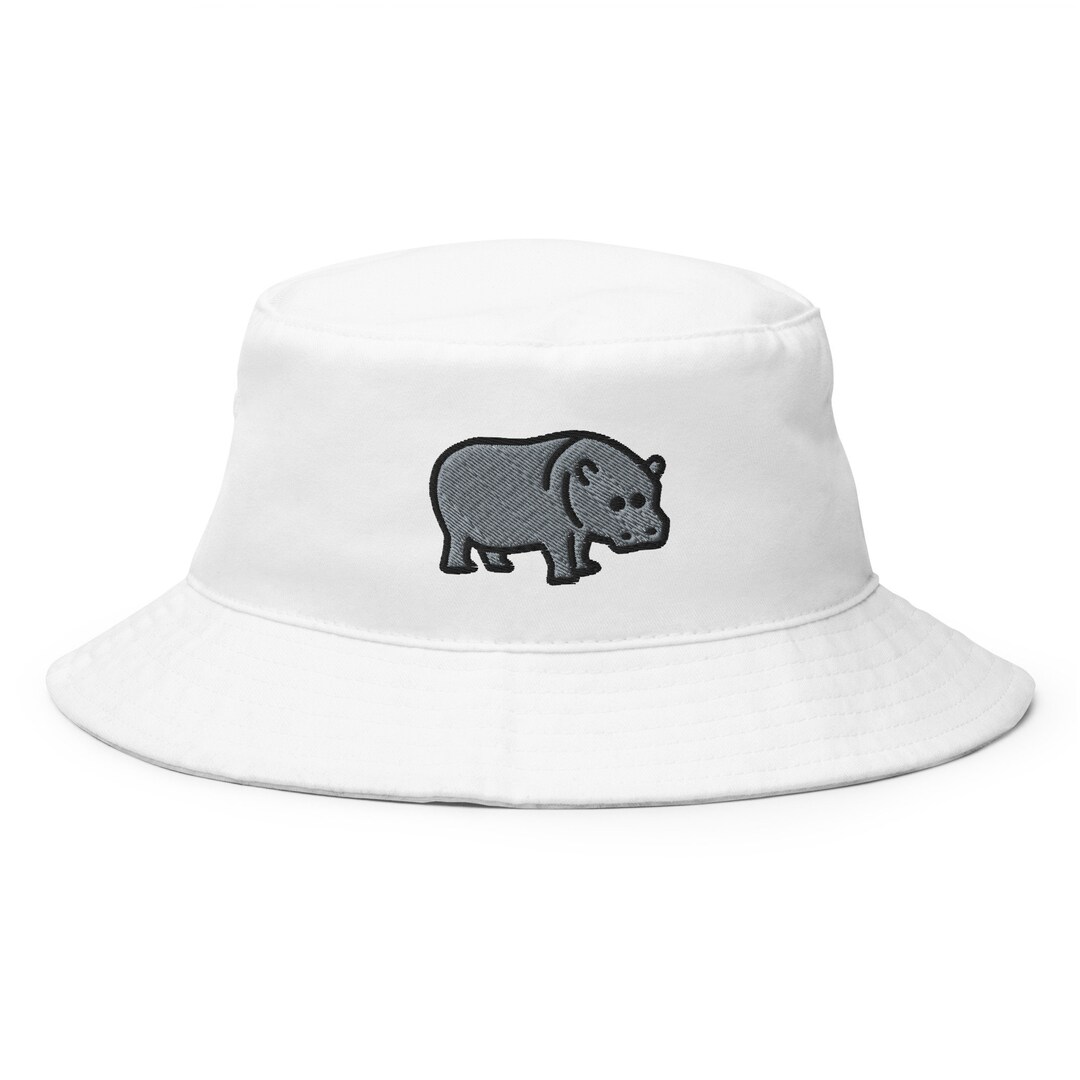 Embroidered Hippo Bucket Hat: Unisex Cotton Sun Hat - Etsy