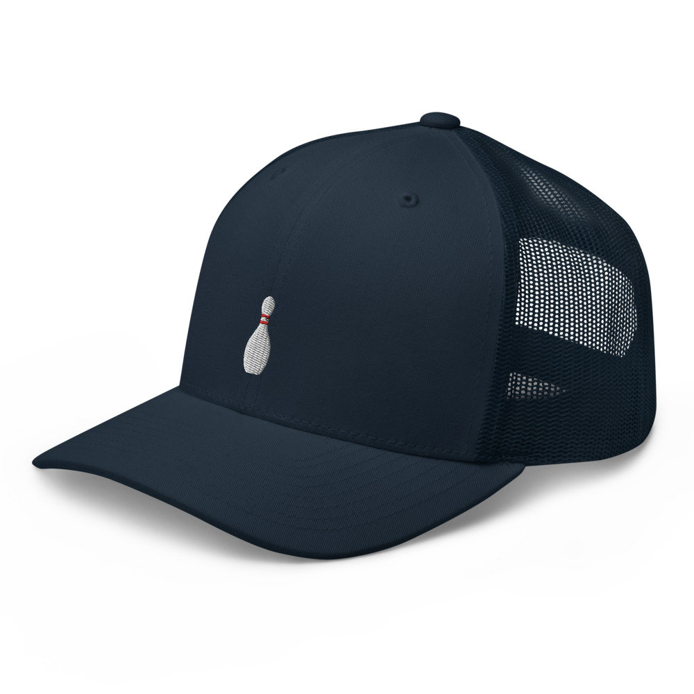 Bowling Pin Embroidered Trucker Hat, Mesh Cap Gift - Etsy