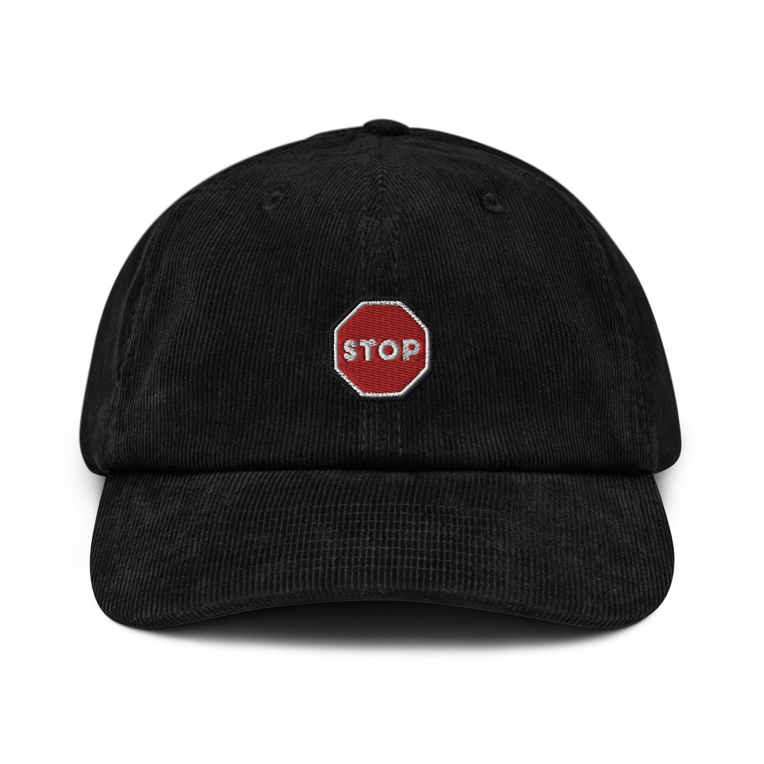Stop Sign Corduroy Hat, Handmade Embroidered Corduroy Dad Cap ...