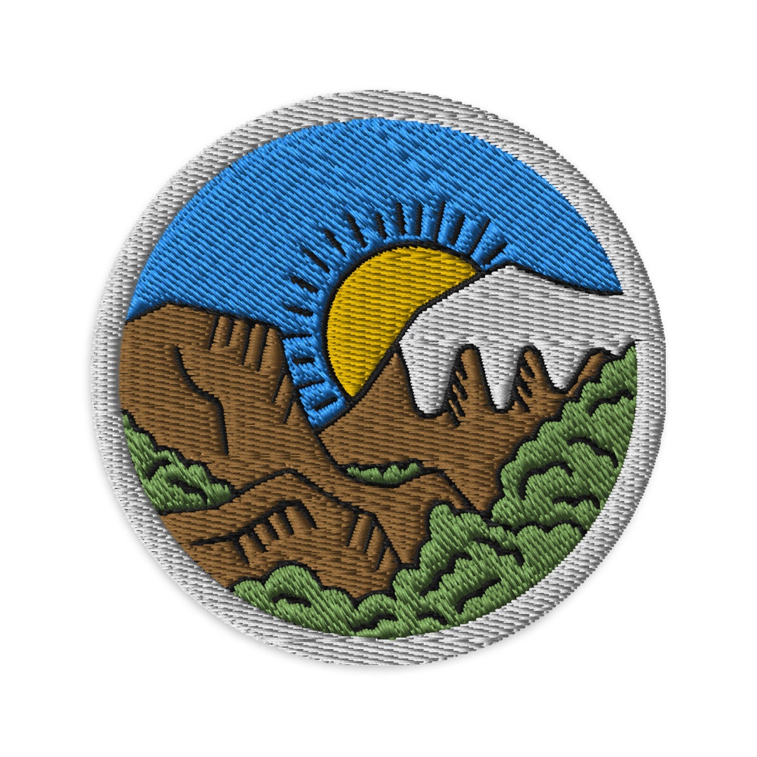 Mountain Range Embroidered Patch, Nature Sunrise Hiking Iron on Patch ...