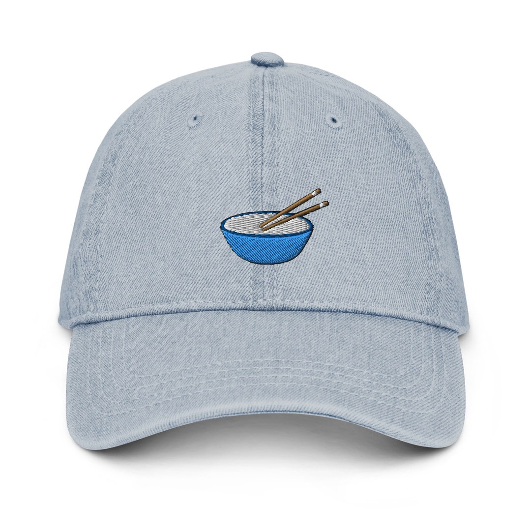 Rice Bowl Denim Hat, Premium Embroidered Denim Cap, Hat Embroidery Gift ...