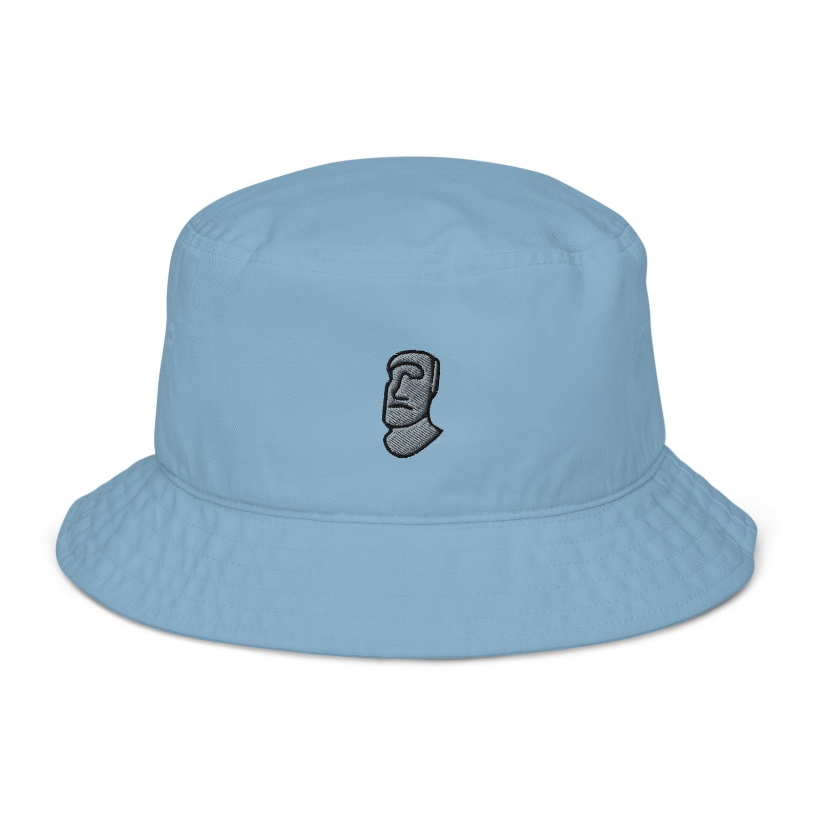 Easter Island Organic Bucket Hat, Mai Face Embroidery, Embroidered Rock ...