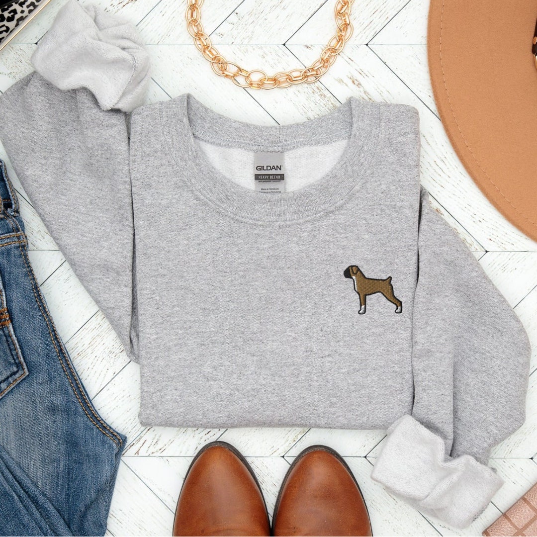 Embroidered Boxer Dog Sweatshirt: Unisex Pet Mom Crewneck - Etsy
