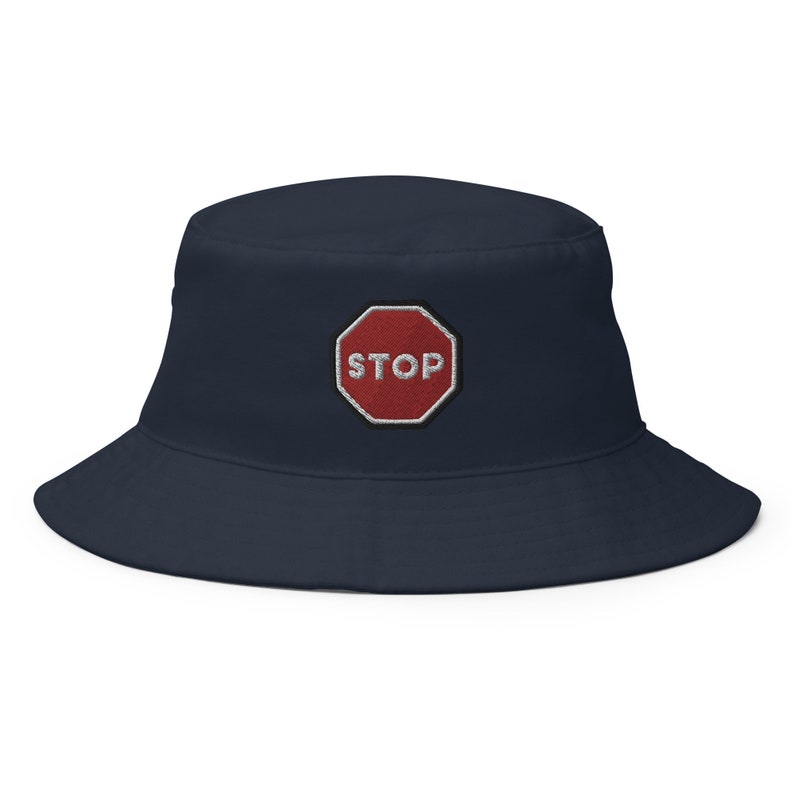 Embroidered Stop Sign Bucket Hat: Unisex Cotton Sun Hat - Etsy