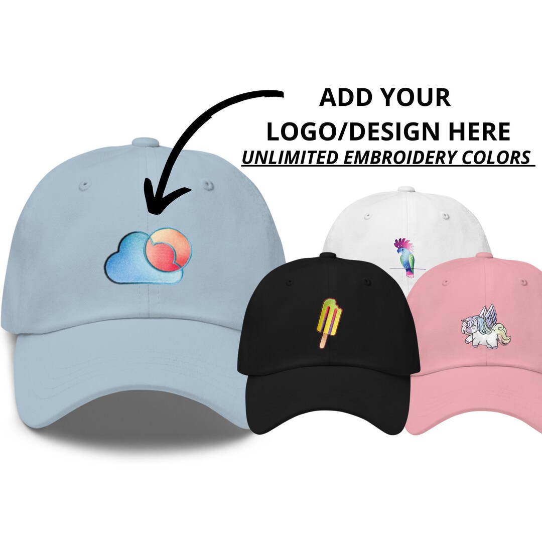 Custom Full Color Embroidered Logo Dad Hat, Adjustable Custom Dad Hat ...