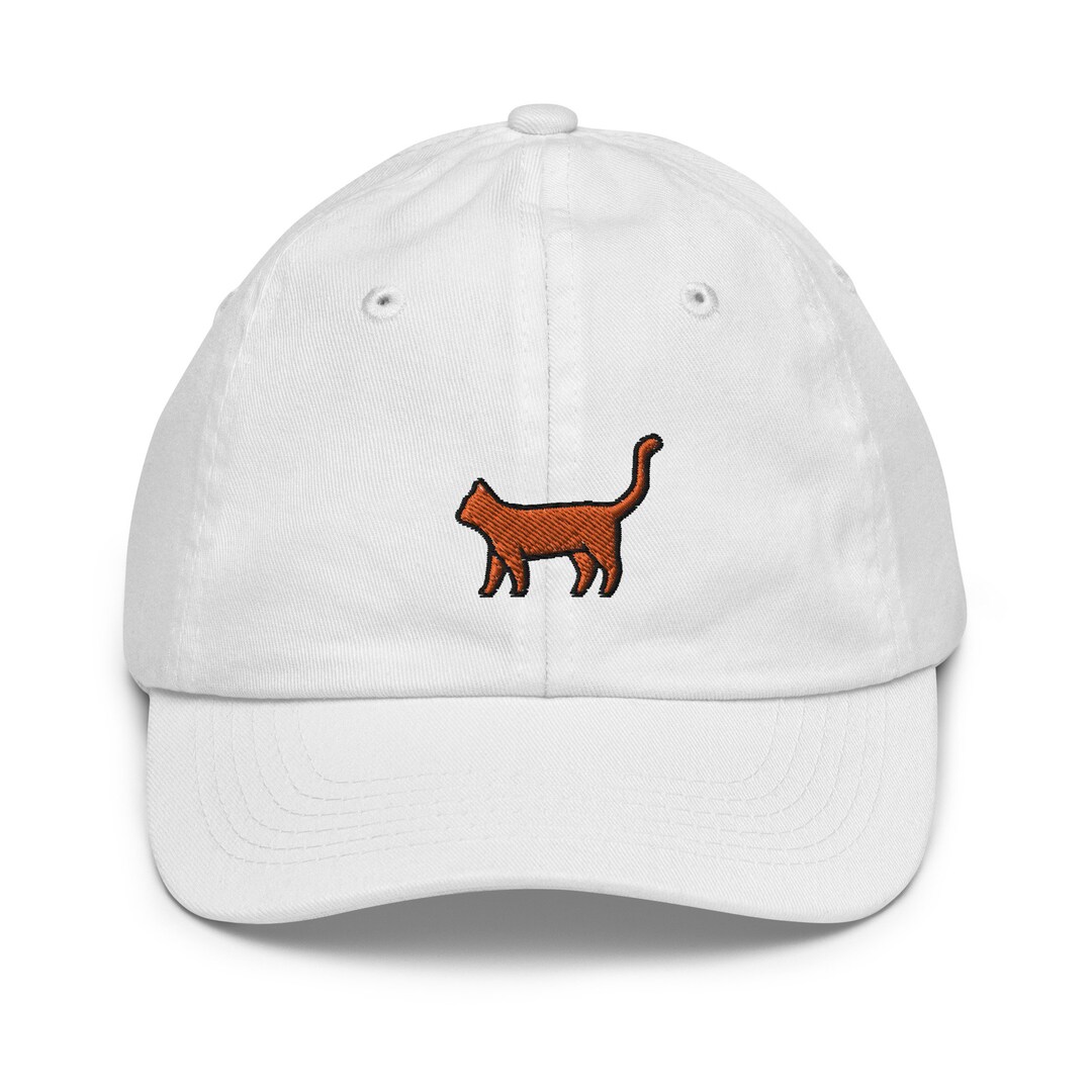 Orange Cat Youth Baseball Cap, Handmade Kids Hat, Embroidered Childrens ...
