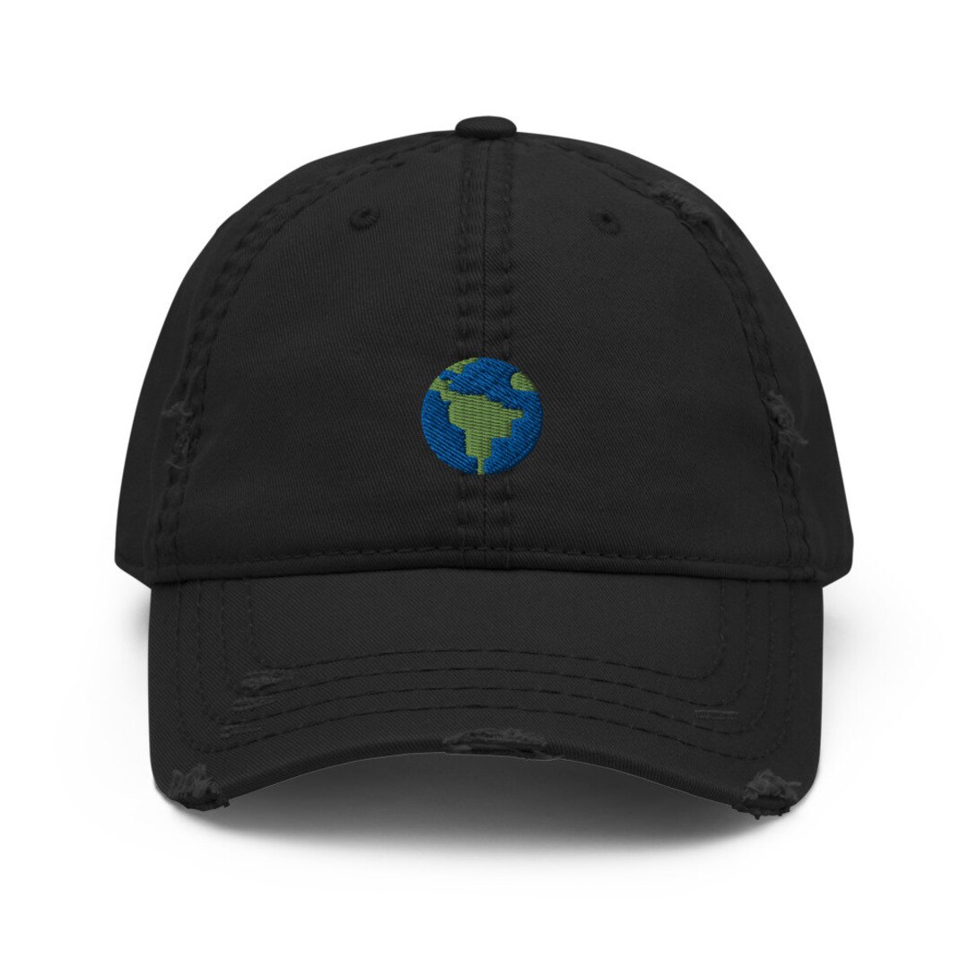 Planet Earth Embroidered Distressed Dad Hat, Frayed Cap Gift - Etsy