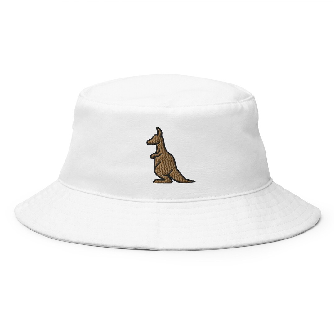 Kangaroo Bucket Hat, Embroidered Bucket Hat, Handmade Unisex Adult ...