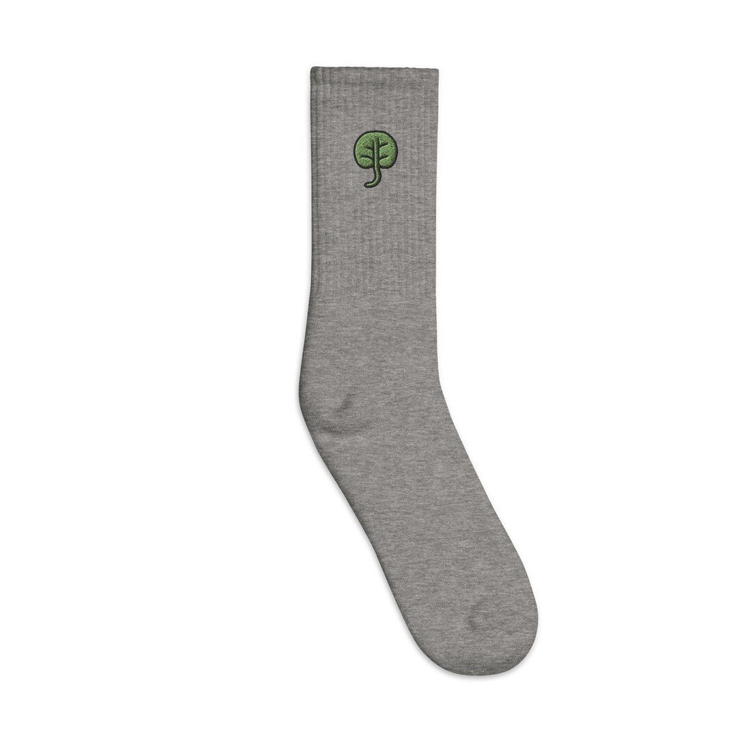 Embroidered Spinach Socks, USA Made Cotton Blend - Etsy