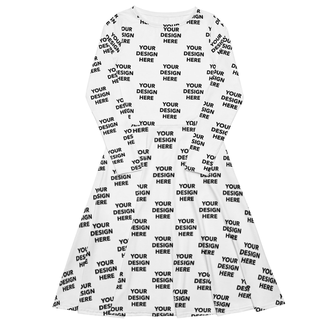 Custom All-over Print Long Sleeve Dress, Personalized Midi Dress, Your ...