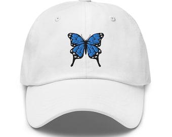 Blue Butterfly Hat Embroidered - Etsy