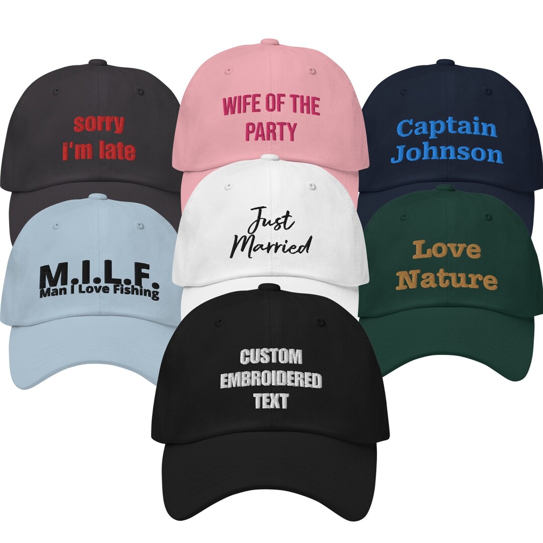 Personalized Embroidered Dad Hat, Custom Funny Text Dad Hat, Your Text ...