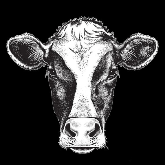 Black White Holstein Cow Face Digital File Sublimation - Etsy