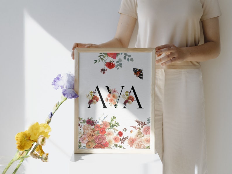 Ava Baby Name Printable Wall Art Baby Name Ava Nursery Wall Art Girls ...
