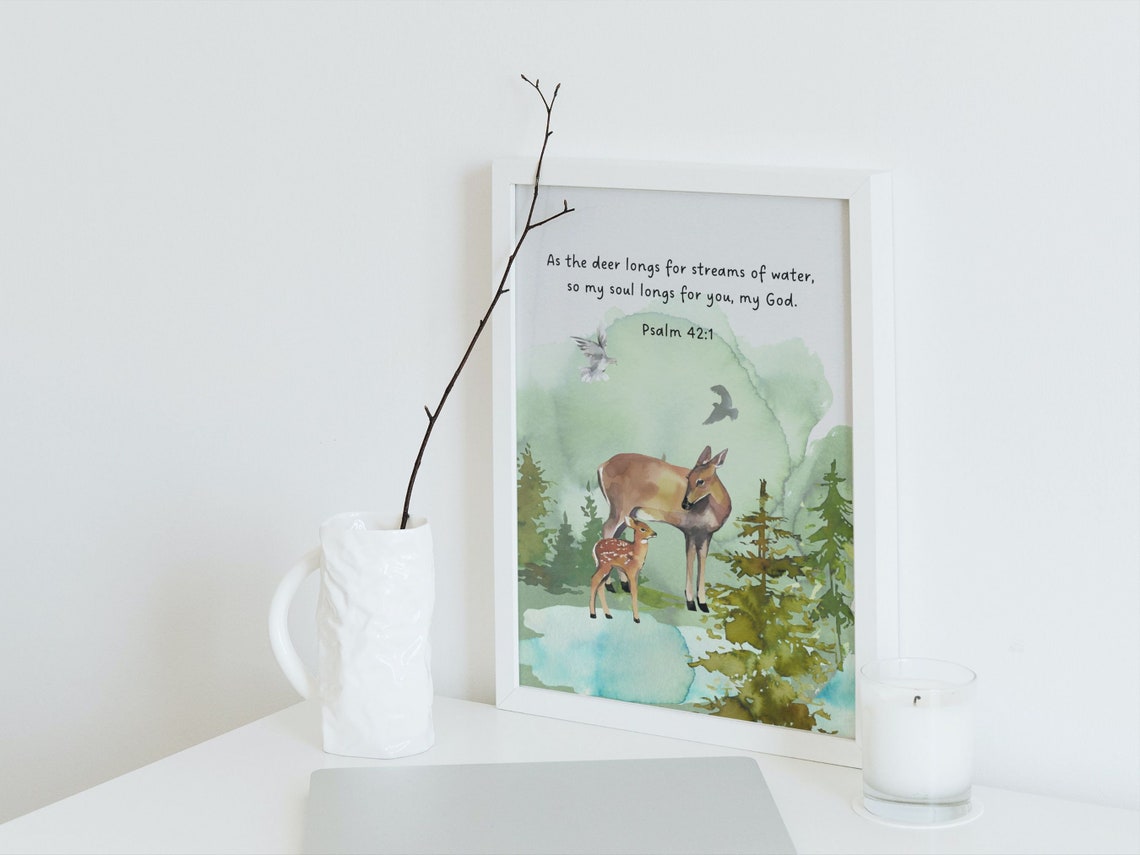 Psalm 42 Printable Wall Art Bible Verse Gospel Verse Print as the Deer ...